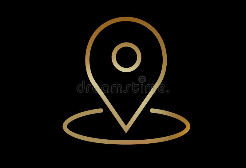 Gradient Gold Online Location Pin Sign Flat Icon Symbol Vector Format ...