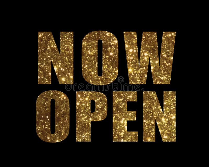 Gradient Golden Isolated Serif Bold Font Word NOW OPEN Stock Vector ...