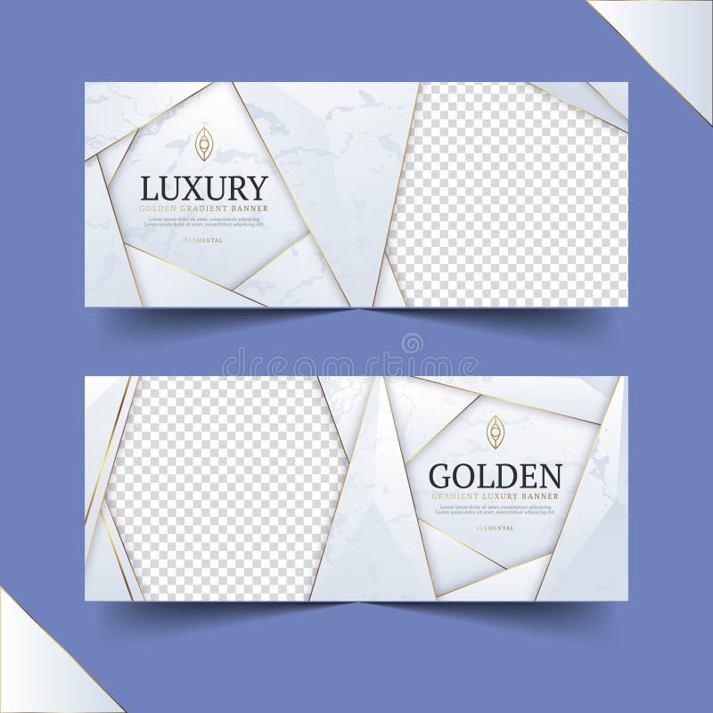 Gradient Golden Luxury Banners Set with Photo Vector Design Stock ...