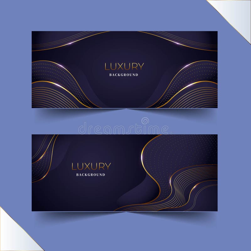 Gradient Golden Luxury Horizontal Banners Set Vector Design Stock ...