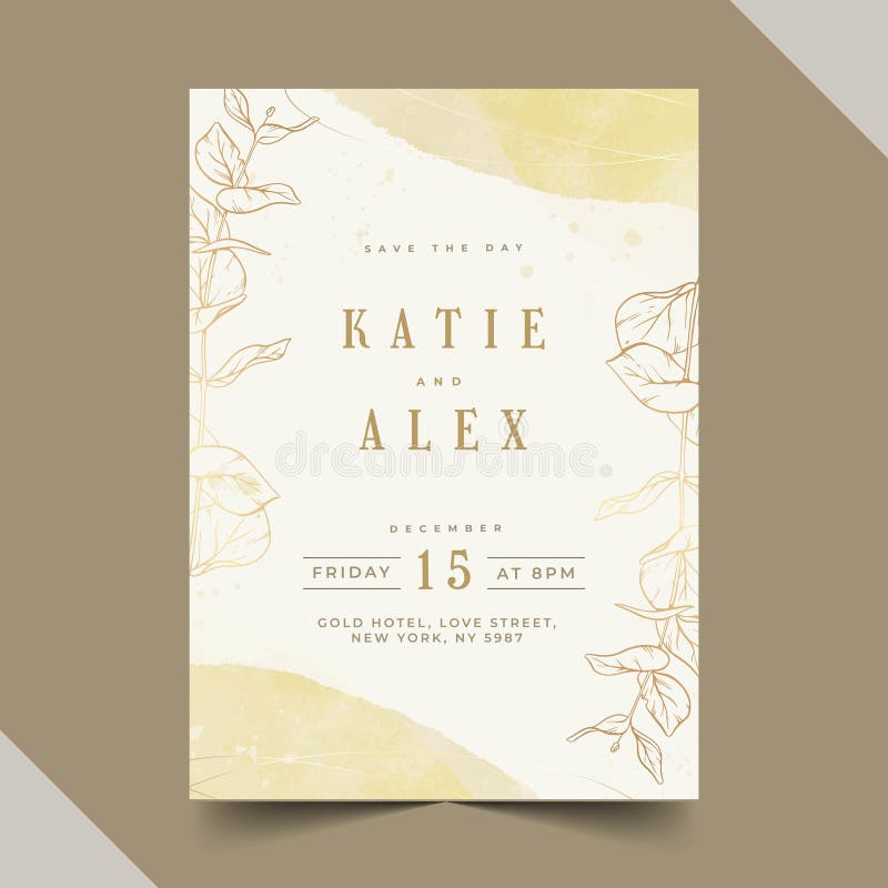 Gradient Golden Luxury Wedding Invitation Template Vector Design ...