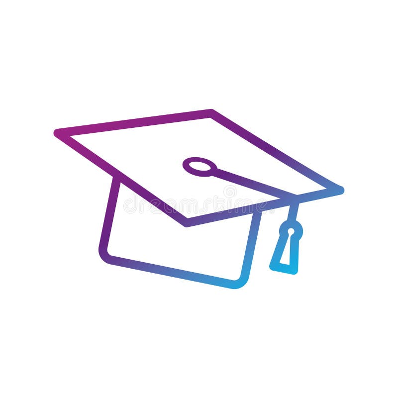 Gradient Graduation Cap Icon in Purple and Blue Tones Vector Stock ...