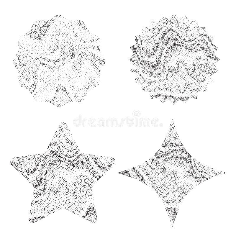 Gradient Grainy Star with Noisy Wavy Effect. Dotted Abstract Shapes ...
