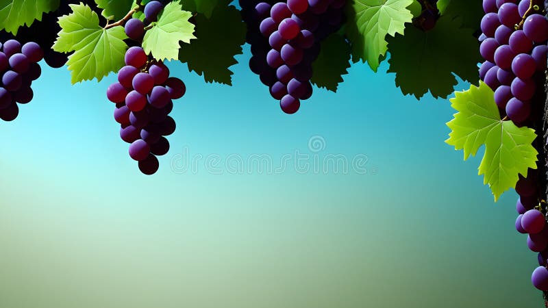 Gradient Green Background Purple Grapes Frame Mockup Layout Template ...