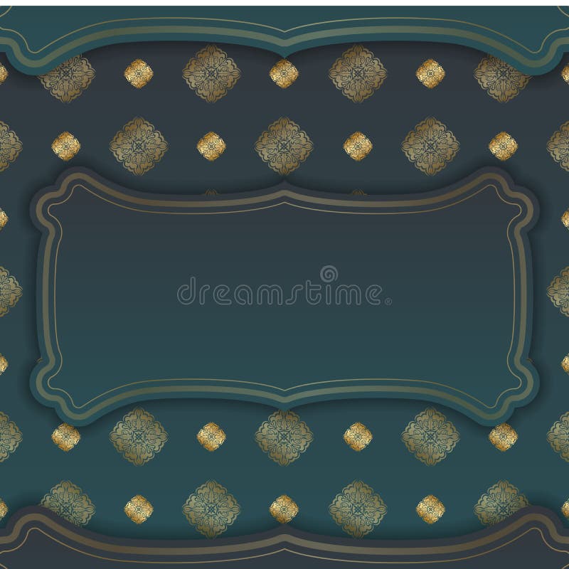 Gradient Green Card with Luxurious Gold Pattern Print-ready. Stock ...
