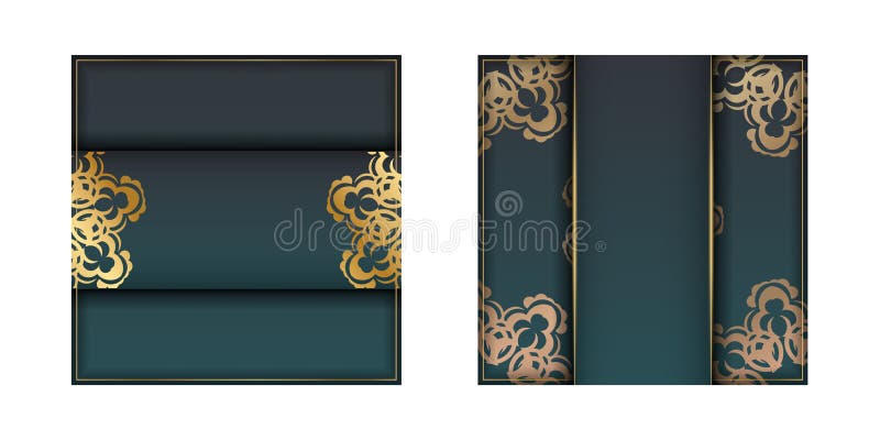 Gradient Green Color Brochure Template with Indian Gold Pattern for ...