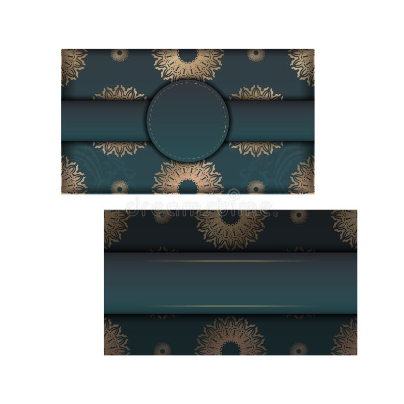 Gradient Green Gradient Greeting Card with Indian Gold Pattern Prepared ...