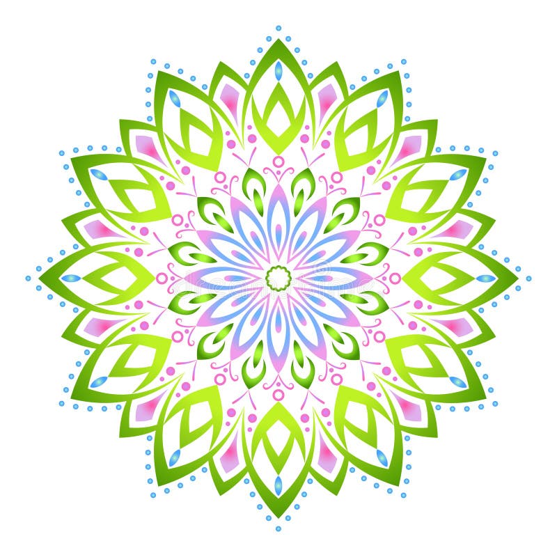 Gradient Green Round Ornament. Delicate Spring Mandala. Mandala on ...