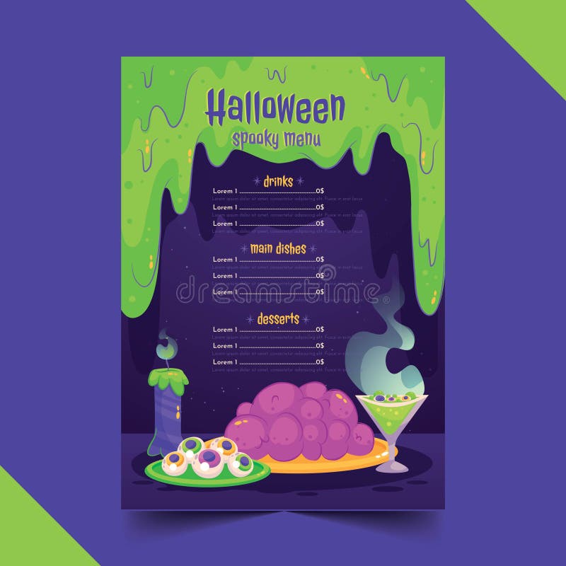 Gradient Halloween Menu Template Vector Design Illustration Stock ...