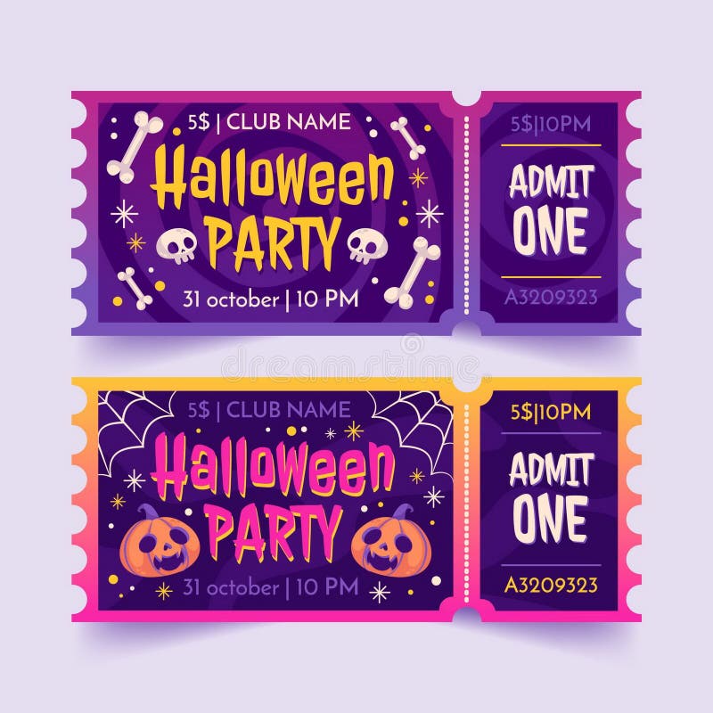 Gradient Halloween Tickets Templates Vector Design Stock Vector ...