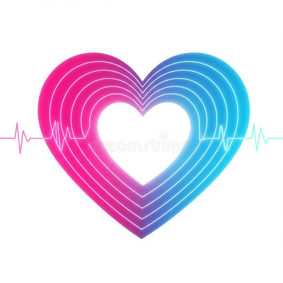 Gradient Heart Design with Layered Lines, Transitioning from Pink To ...