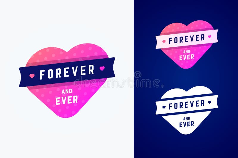 Gradient Heart with Ribbon with Forever and Ever Text. Stock Vector ...