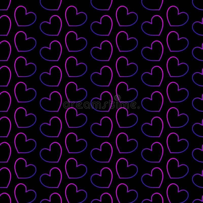 Gradient Hearts Pattern on Black Background. Vector Stock Vector ...