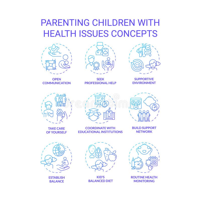 Gradient Icons Representing Parenting Children Concepts Stock ...