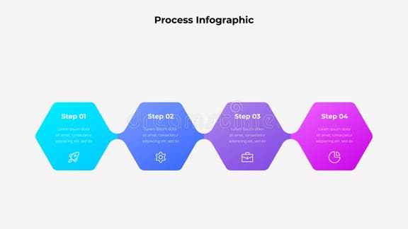 Gradient Infographic Showing a Four Step Process with Colorful ...