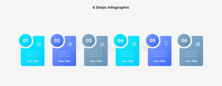 Gradient Infographic with Six Sequential Steps, Featuring Numbered ...