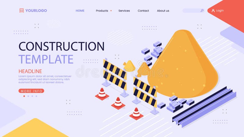 Gradient Landing Page Template for Construction Domain Vector ...