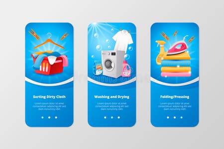 Gradient Laundry Service App Design Set Stock Illustration ...