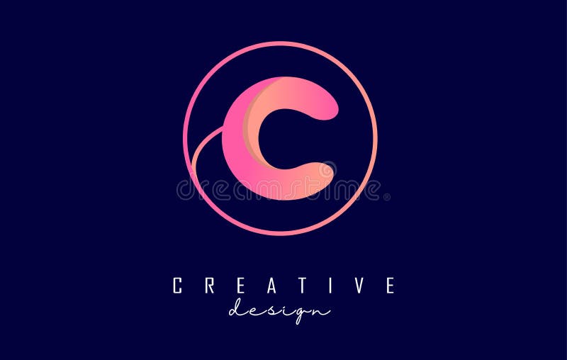 Gradient Letter C Logo with Circle Frame and Minimalist Design. Letter ...