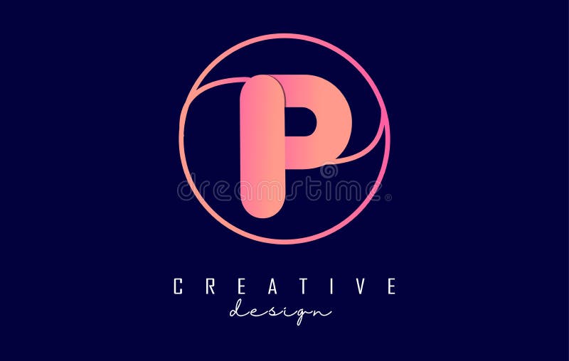 Gradient Letter P Logo with Circle Frame and Minimalist Design. Letter ...