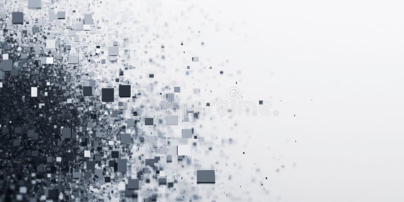 Gradient Light Dark Grey Abstract Pixelated Squares Scattered Across ...