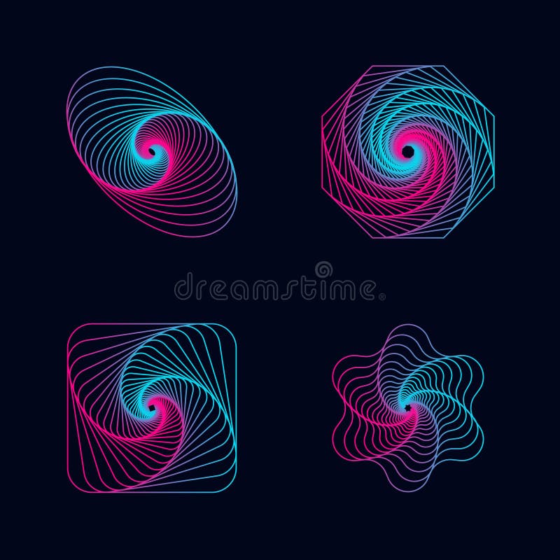 Gradient Line Spiral Designs Elements Stock Vector - Illustration of ...