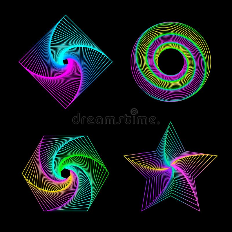 Gradient Line Spiral Designs Elements, Vector Illustration. Stock ...