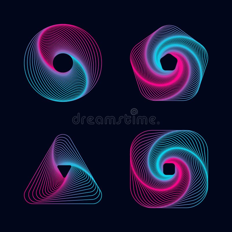 Gradient Line Spiral Designs Elements Stock Vector - Illustration of ...