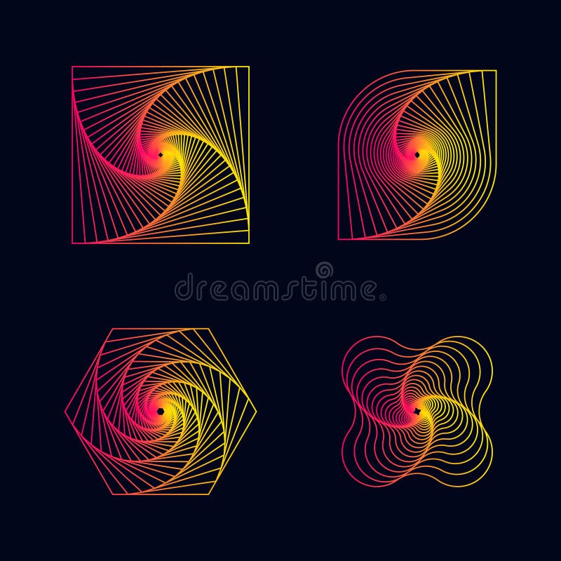 Gradient Line Spiral Designs Elements Stock Vector - Illustration of ...