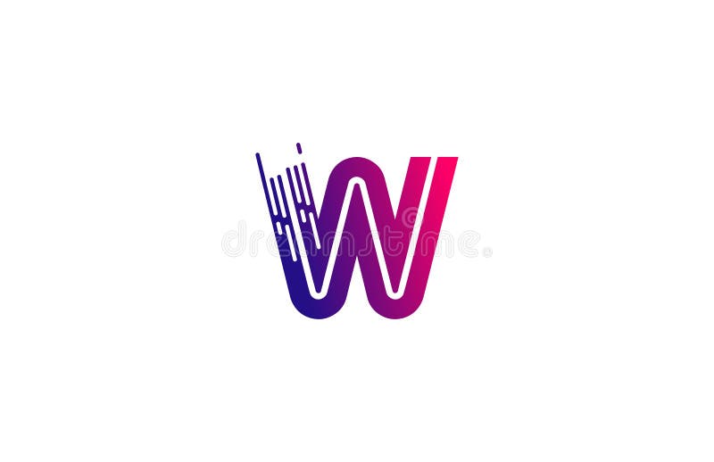 Gradient Logo Initial W Multi Line Bold Speed Stock Illustration ...