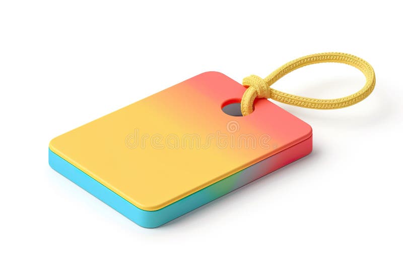 Gradient Luggage Tag in Yellow, Red, and Blue with Yellow String Stock ...