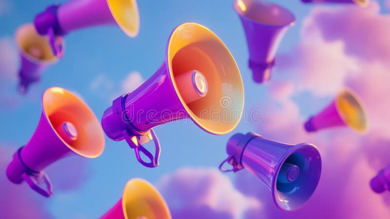 Gradient Megaphones in a Violet Dreamscape Amplifying Voices in a ...