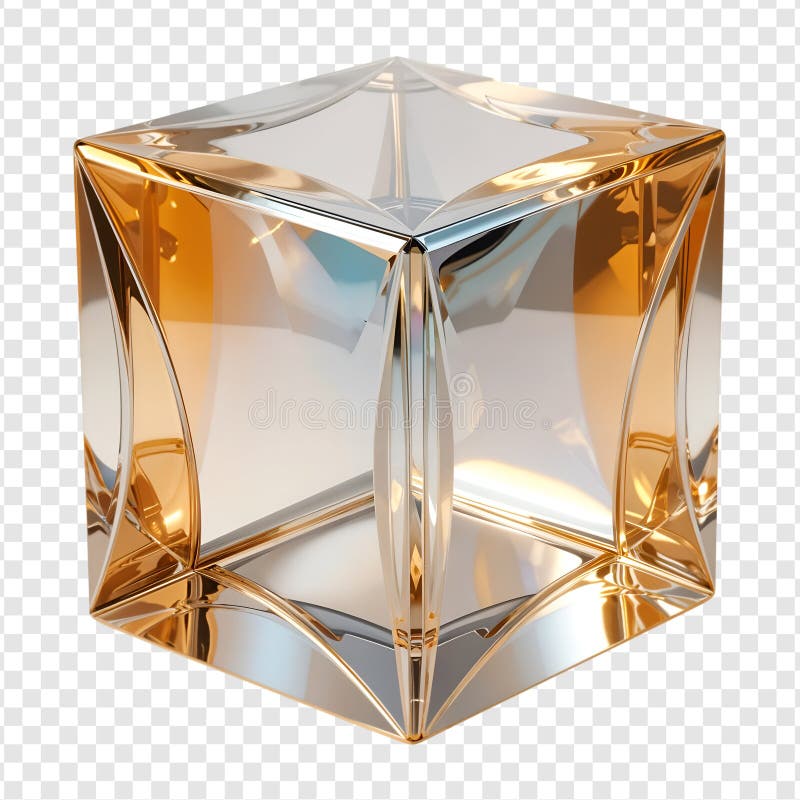Gradient Metallic Cube with Iridescent Reflections on Transparent ...