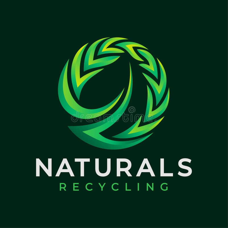 Gradient Natural Leaf Recycle Logo Design. Modern Renewal Plant Organic ...