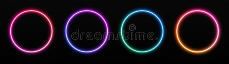 Gradient Neon Circle Frames Set. Glowing Borders Isolated on a Dark ...