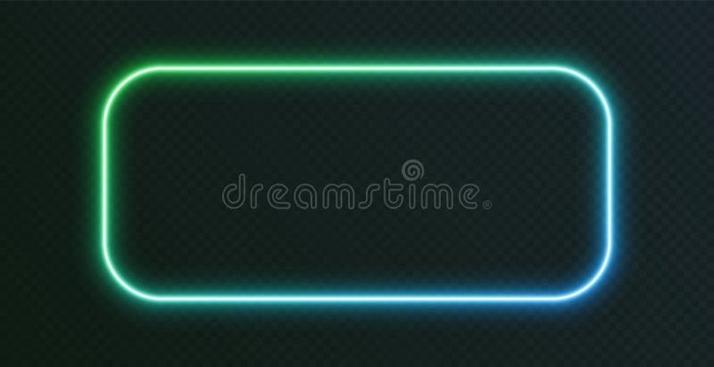 Gradient Neon Rectangle, Blue-green Glowing Border Isolated on a Dark ...