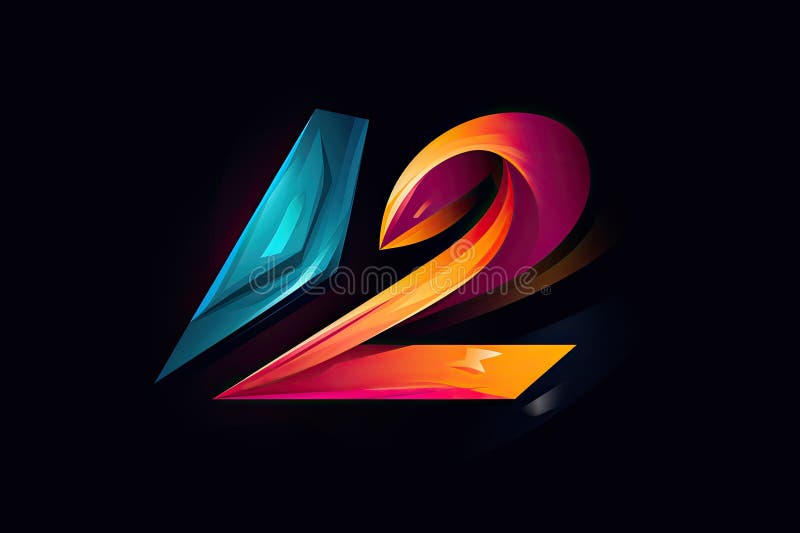 Gradient 12 Number Logo in Dark Background Stock Illustration ...