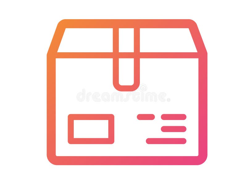 Gradient Orange To Pink Vector Colorful Delivery Box Line Icon Stock ...