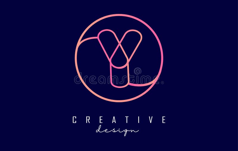 Gradient Outline Letter Y Logo with Circle Frame and Monogram Design ...