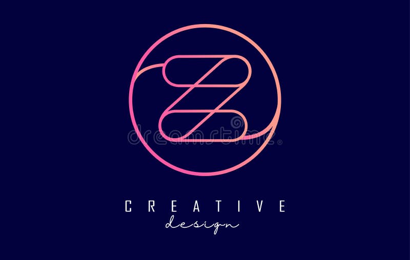 Gradient Outline Letter Z Logo with Circle Frame and Monogram Design ...