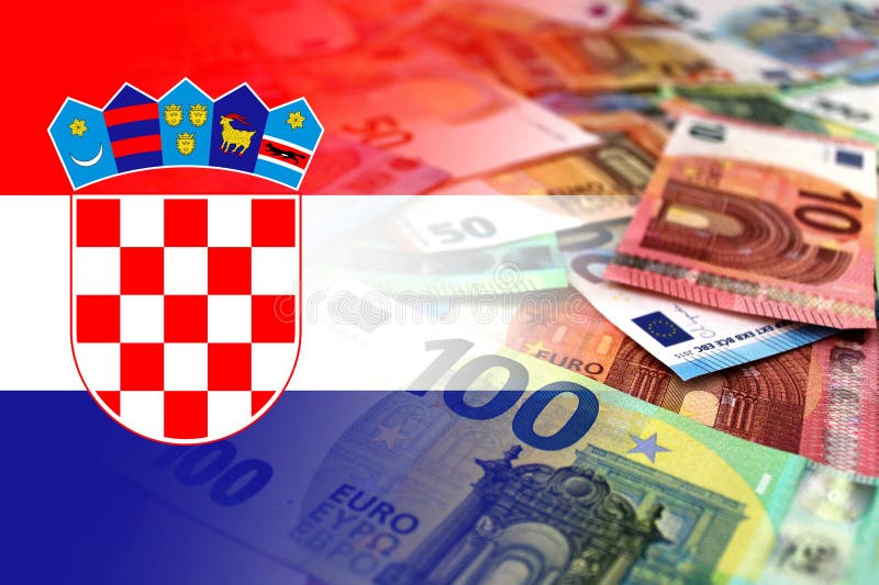 Euro Banknotes Colored in the Colors of the Flag of Croatia. Stock ...
