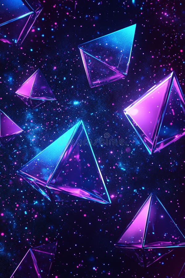 A Gradient Overlay with Dynamic Glowing Triangles in Neon Tones. Stock ...