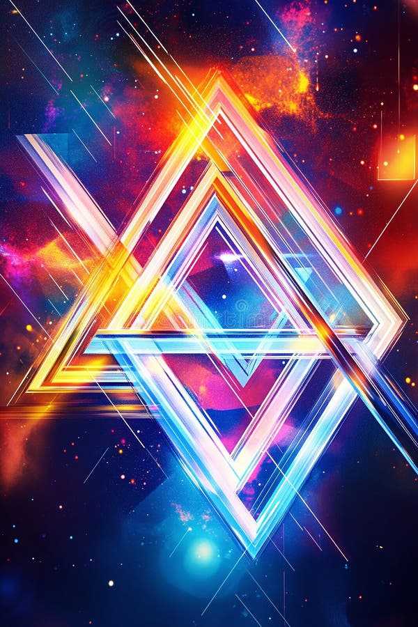 A Gradient Overlay with Dynamic Glowing Triangles in Neon Tones. Stock ...