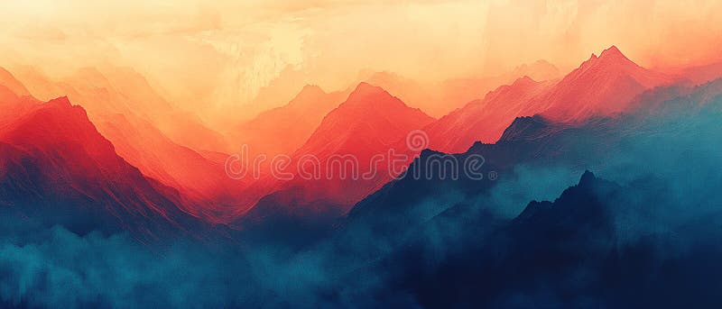 A Gradient Overlay on a Mountain Range: Vibrant Colors Shifting Across ...