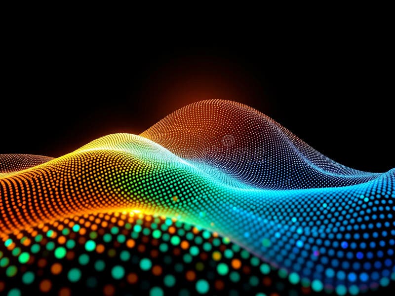 Gradient Particle Wave Background in Red Blue Dots with Futuristic ...
