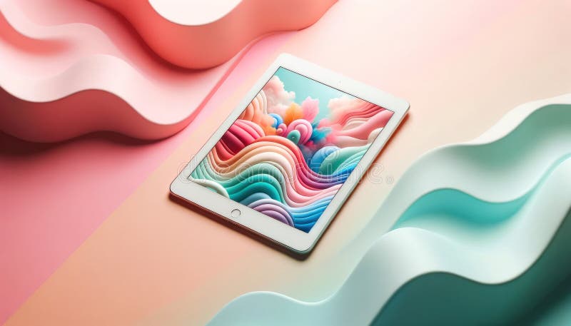 Gradient Pastel Background with IPad Featuring Red Bird in Cage - AI ...