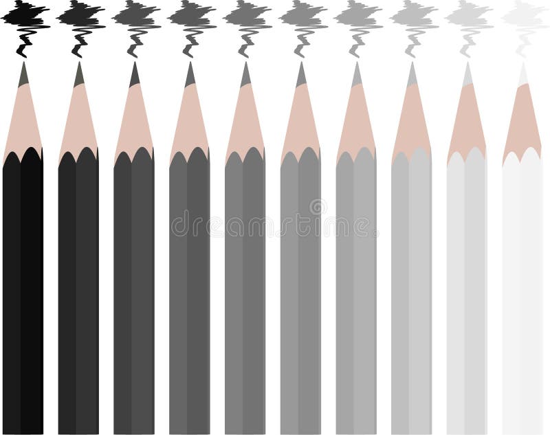 Gradient Pencils Dark White Set Stock Vector - Illustration of gradient ...
