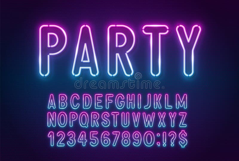 Pink Blue Neon Alphabet on a Dark Background . Capital Letter Stock ...
