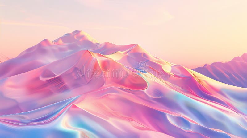 Gradient of Pink Mountain Landscape at Sunset Stock Illustration ...