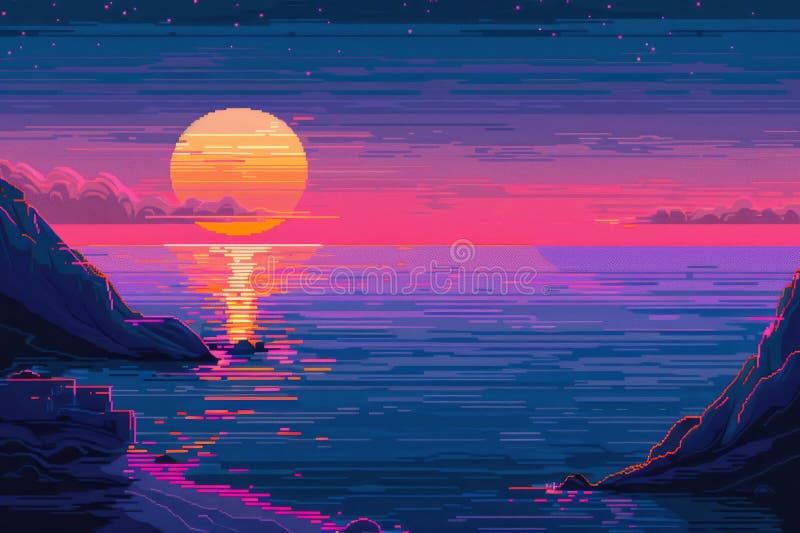 Gradient Pixel Art for a Retro and Nostalgic Design Stock Illustration ...